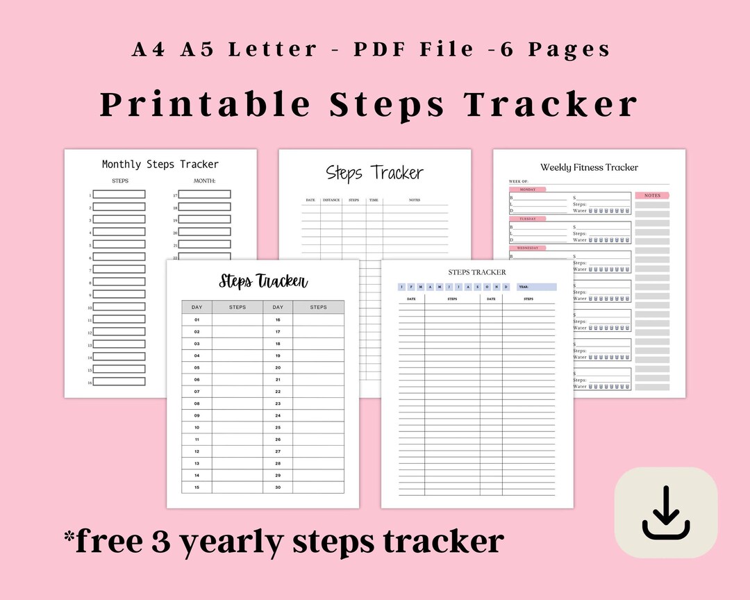 Step Tracker Digital, Step Tracker List Printable, Step Tracker ...