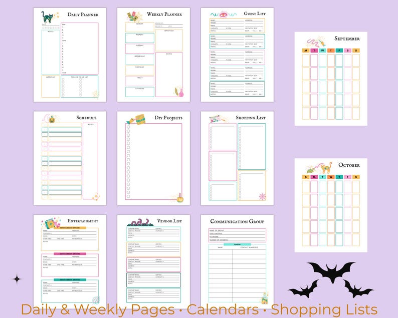 Halloween Party Planner Printable, Checklists & Calendars, Digital PDF ...