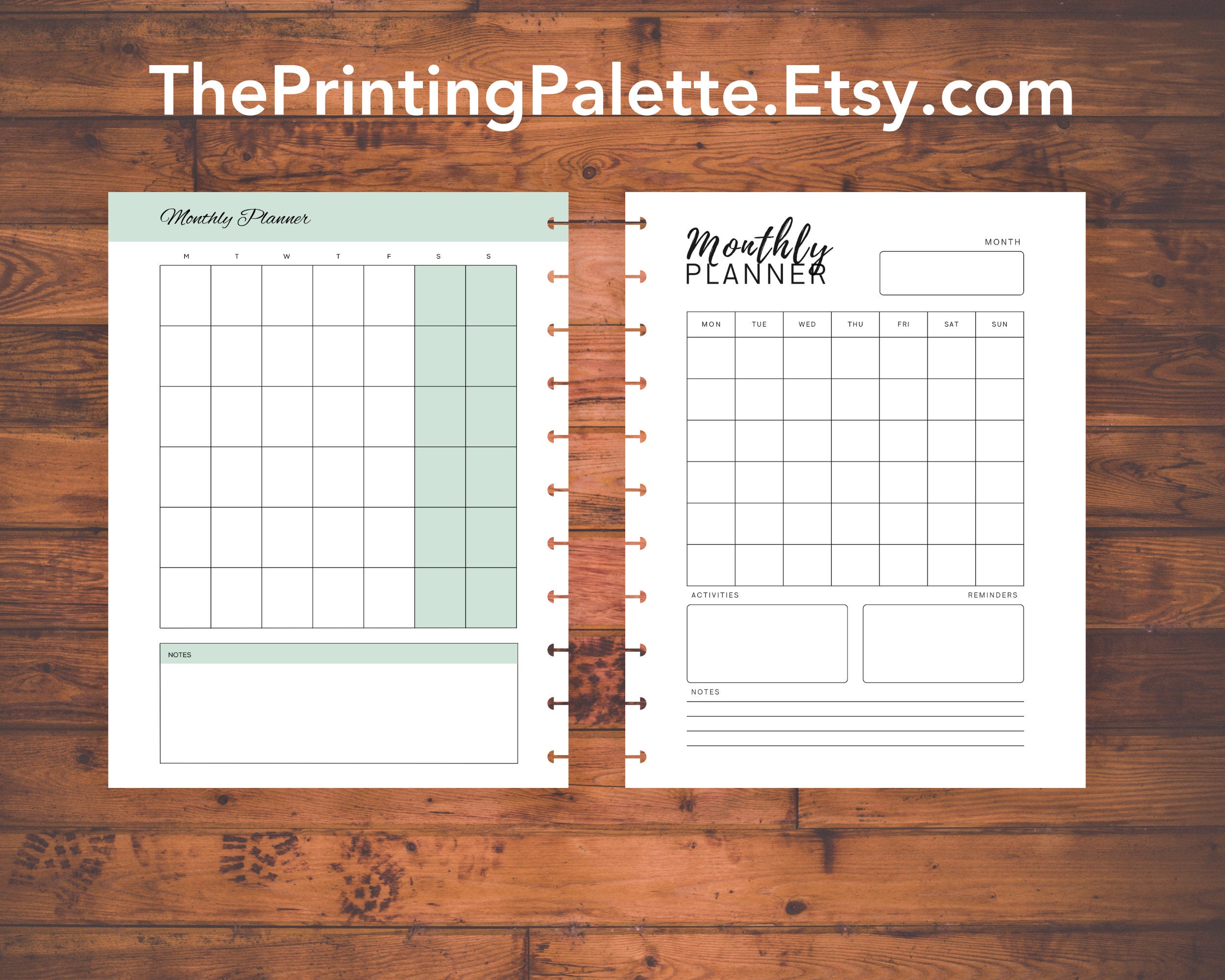Blank Monthly Calendar Template, Digital Monthly Calendar Printable ...