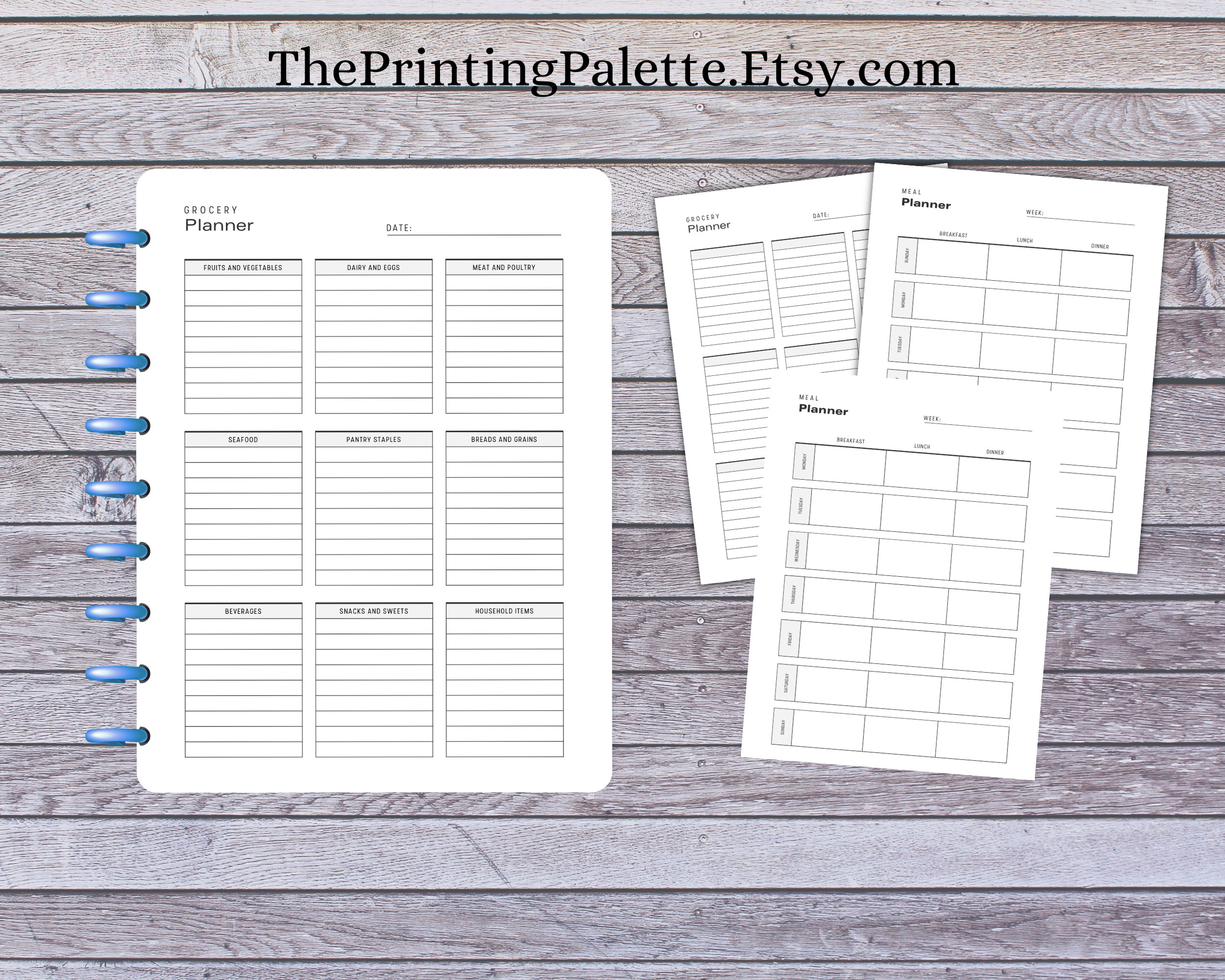 Grocery Log and Food Planner, Weekly Shopping List, Digital PDF, US ...
