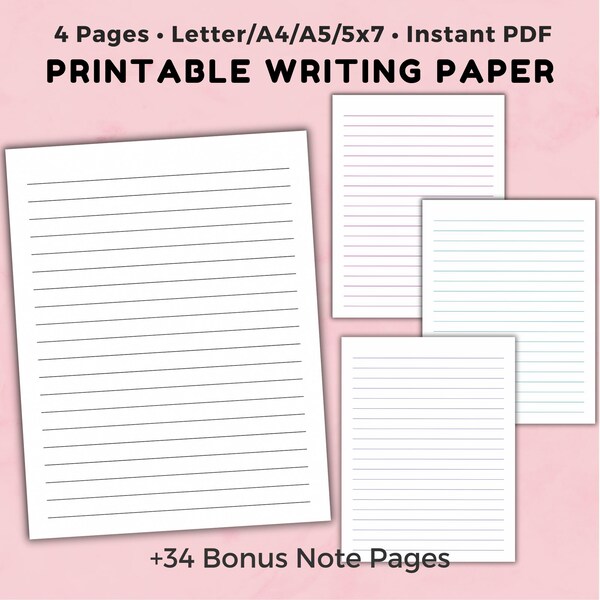 Lined Paper Printable, Printable Lined Paper, Lined Journal Pages ...