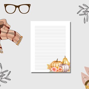 Fall Stationery Paper, Stationery Paper Unlined Lined Pages Digital ...
