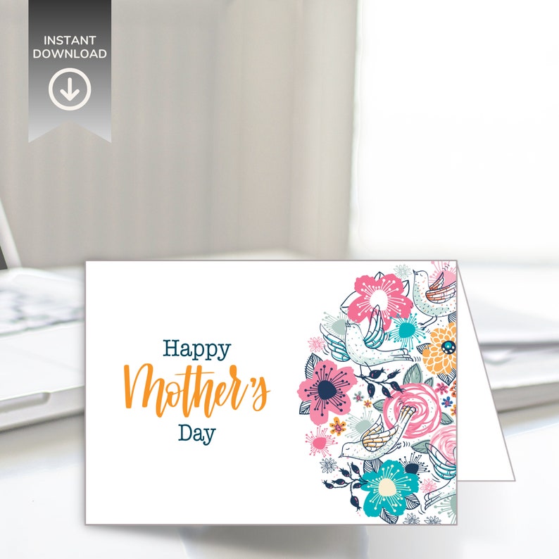 Floral Mother's Day Card: Printable Greeting Set (PDF Files) - Etsy