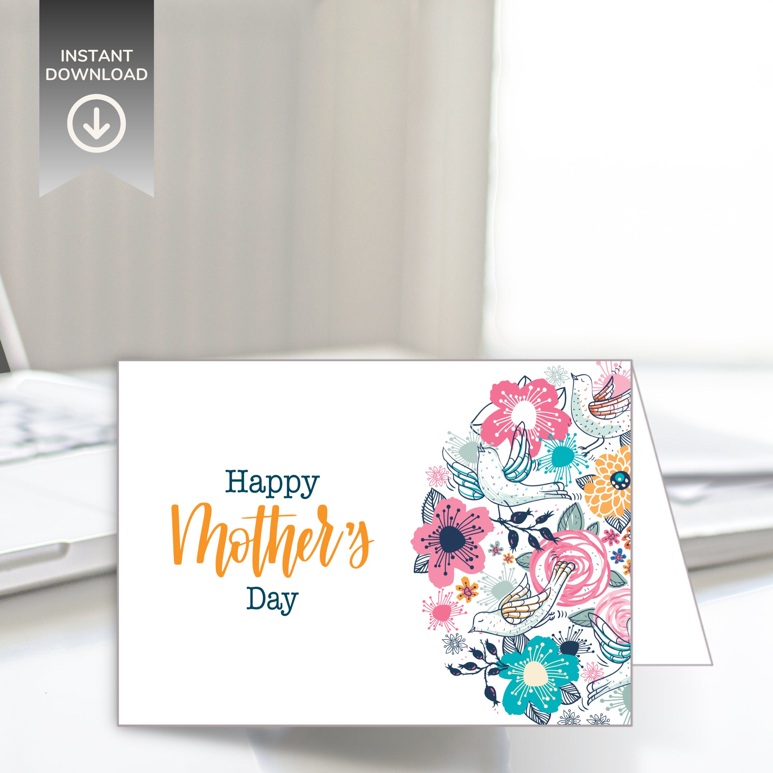 Floral Mother's Day Card: Printable Greeting Set (PDF Files) - Etsy