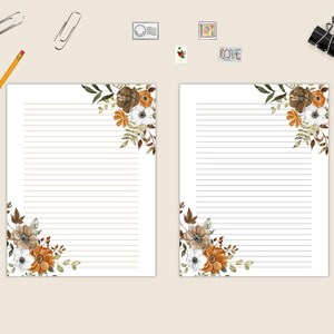Fall Writing Paper Printable, Pumpkin Stationery Set, Autumn Letter ...