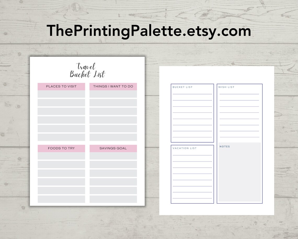 Digital Bucket List, Bucket List Template, Bucket List Printable ...