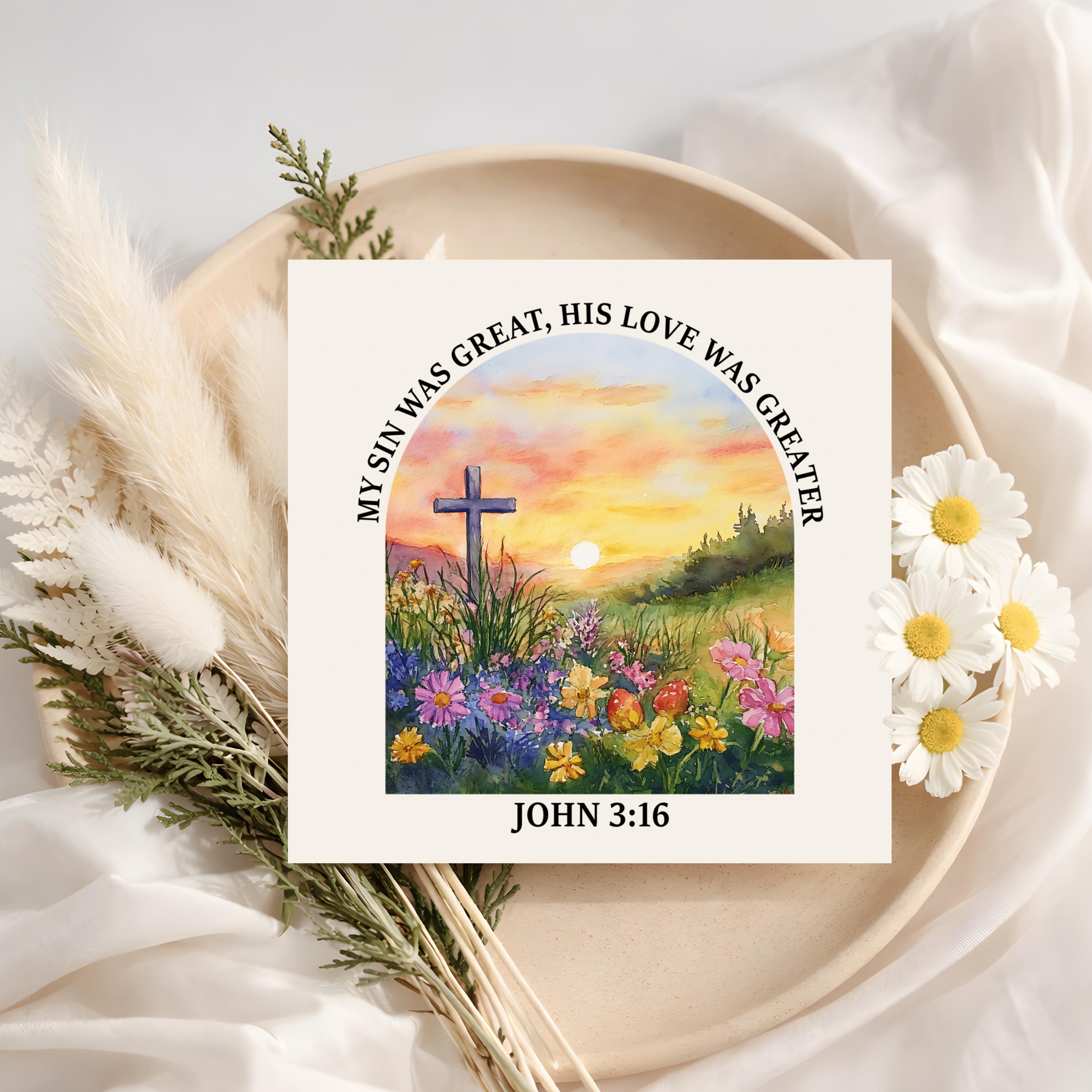 Christian Easter Card, Printable Resurrection Card, John 316 Bible ...
