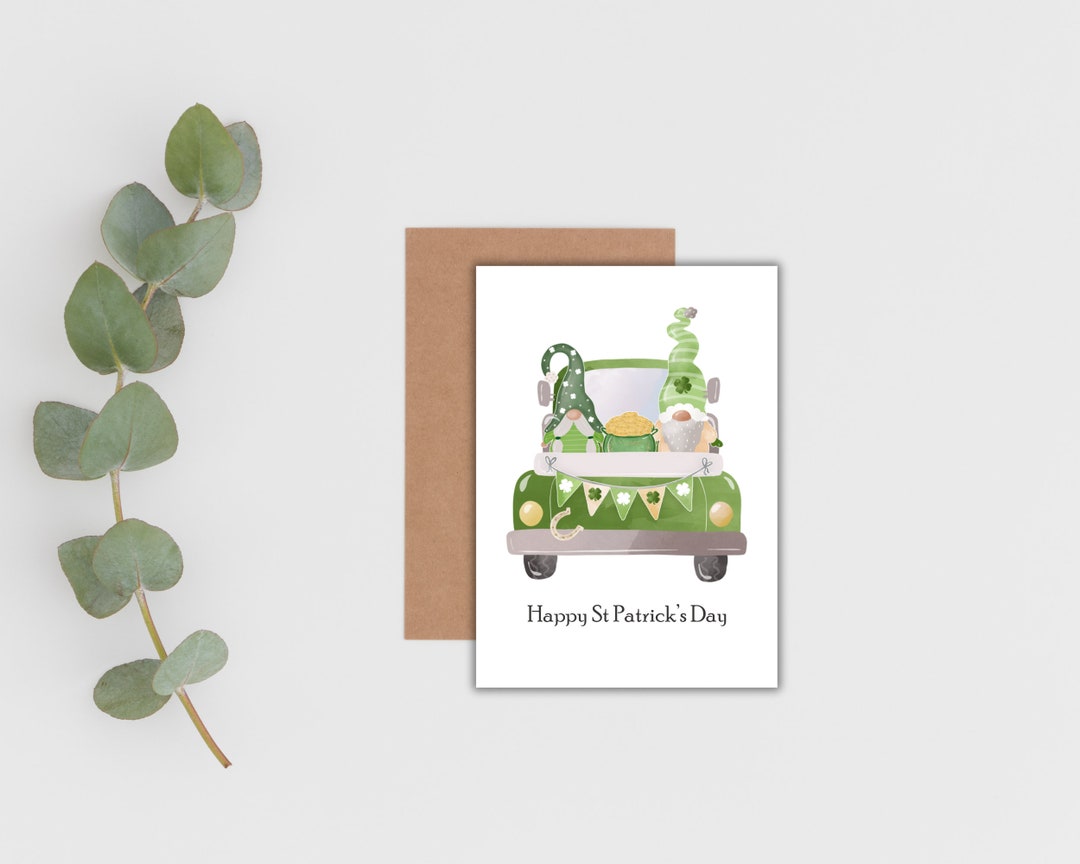 St Patrick's Day Card Pickup Truck, Digital PDF, 5x7 - Etsy