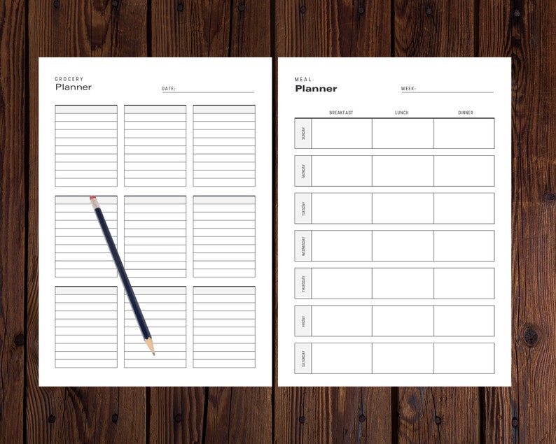 Grocery Log and Food Planner, Weekly Shopping List, Digital PDF, US ...