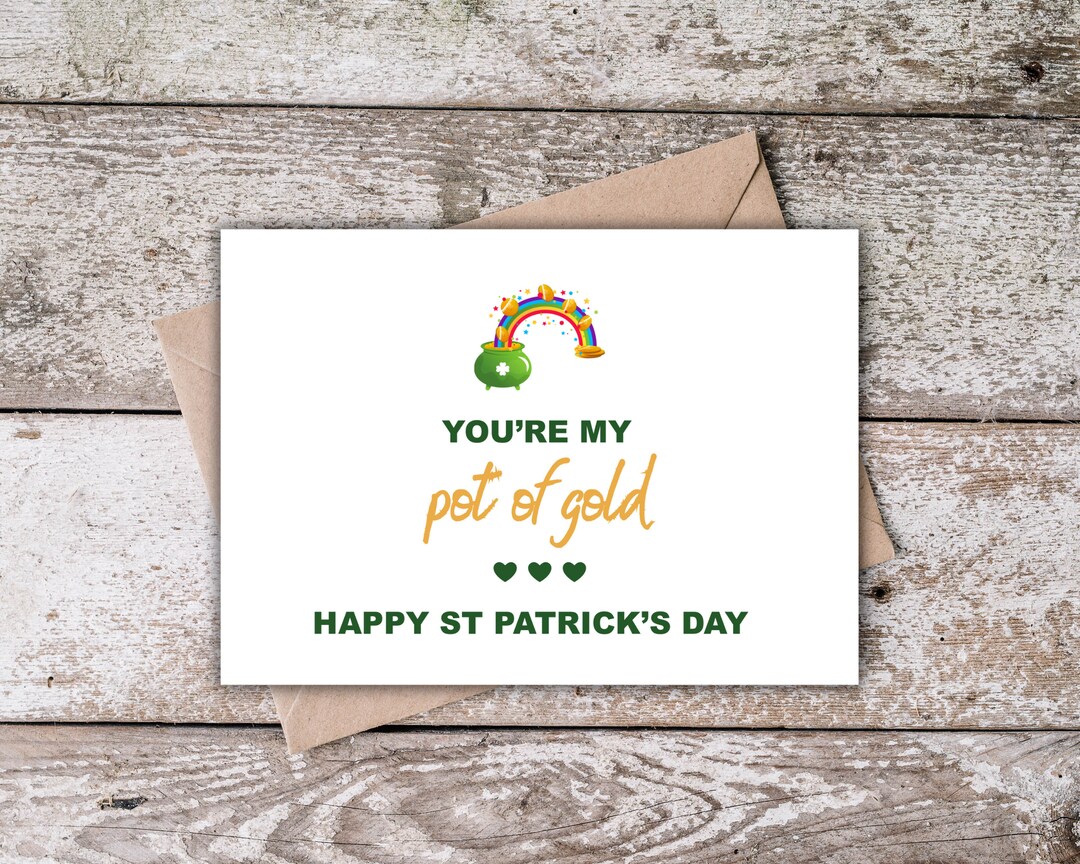 St Patrick's Day Card Digital, St Patricks Day Cards Printable, Pot of ...