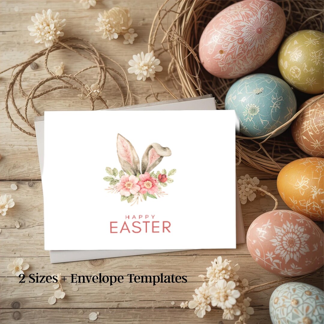 Easter Cards, Easter Bunny Card Printable, Easter Greeting Card Digital ...