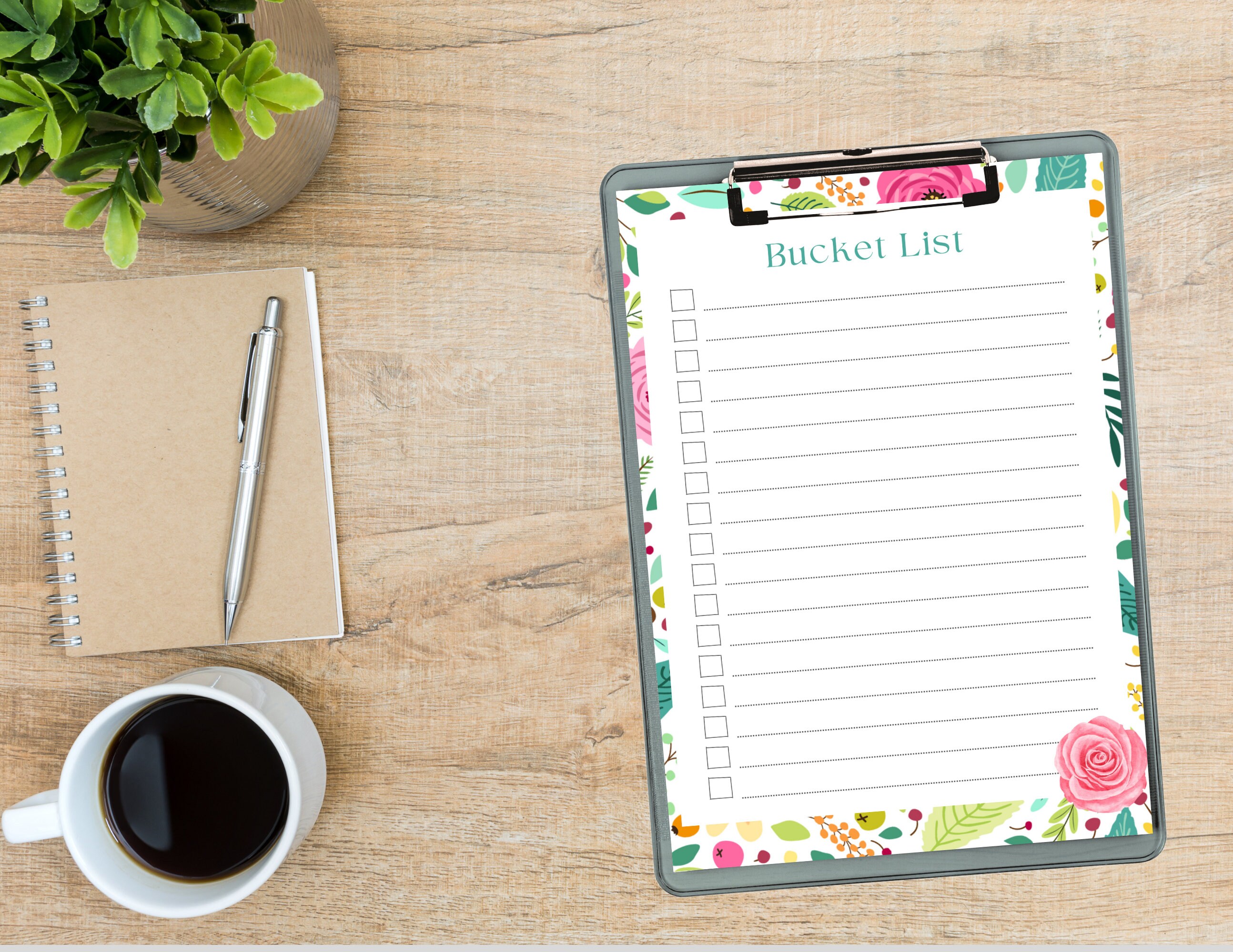 Bucket List Template, Bucket List Printable, Digital Bucket List ...