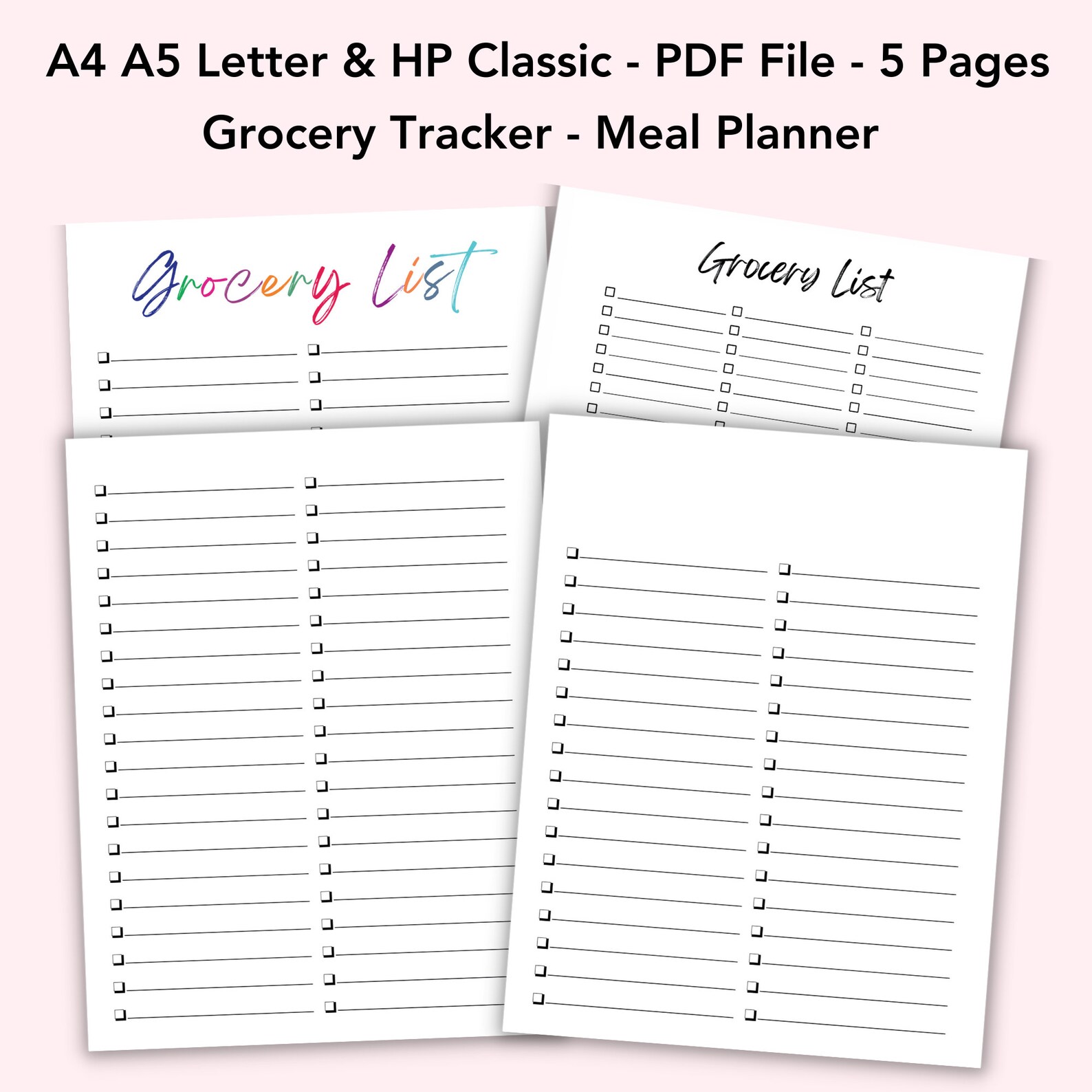 Grocery Shopping List Printable, Digital Grocery List, Grocery ...