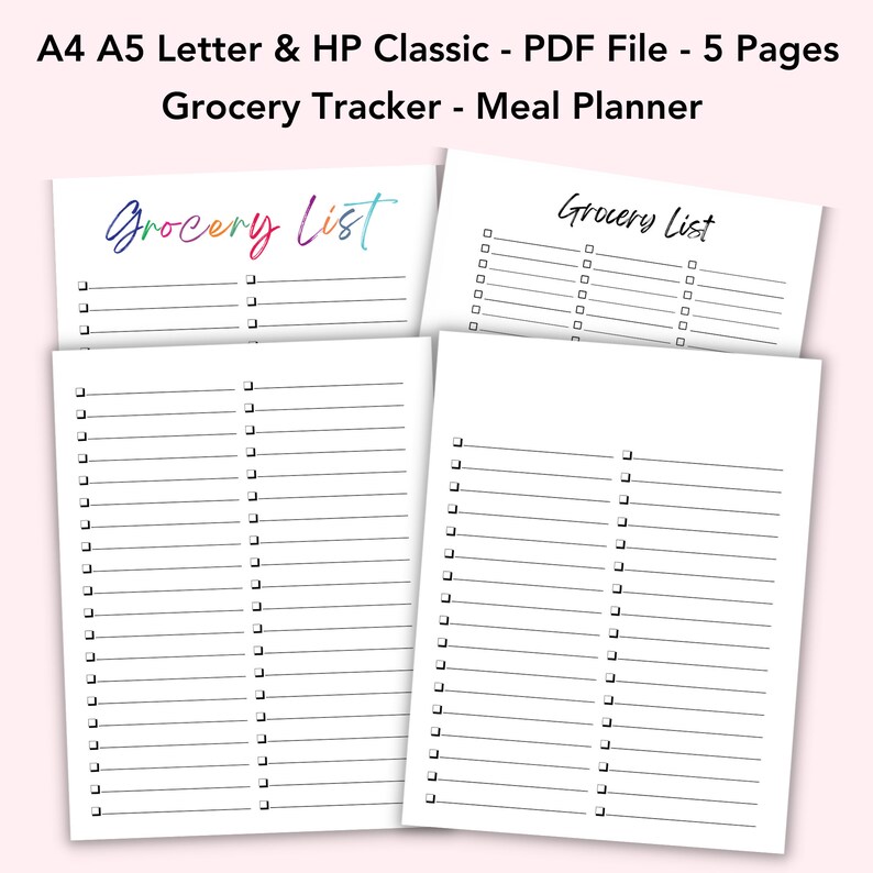 Grocery Shopping List Printable, Digital Grocery List, Grocery ...