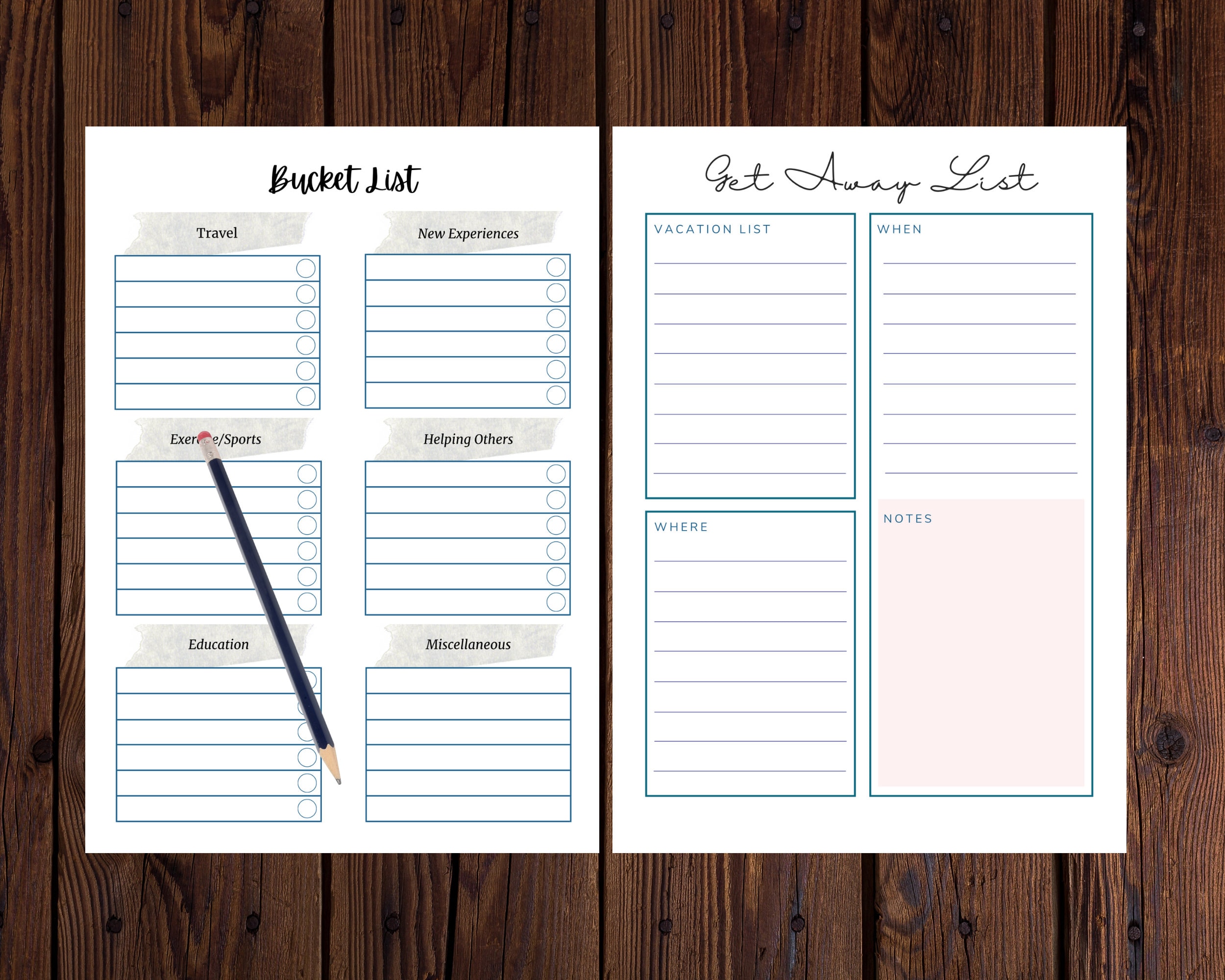 Digital Bucket List, Bucket List Template, Bucket List Printable ...
