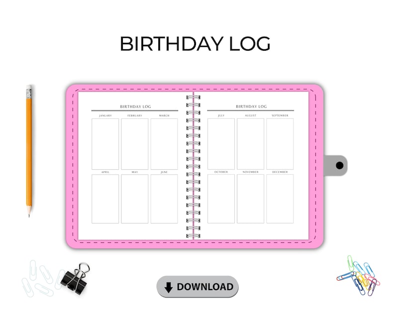 Birthday Calendar Tracker, Digital PDF, Us Letter A4 A5 & HP Classic - Etsy