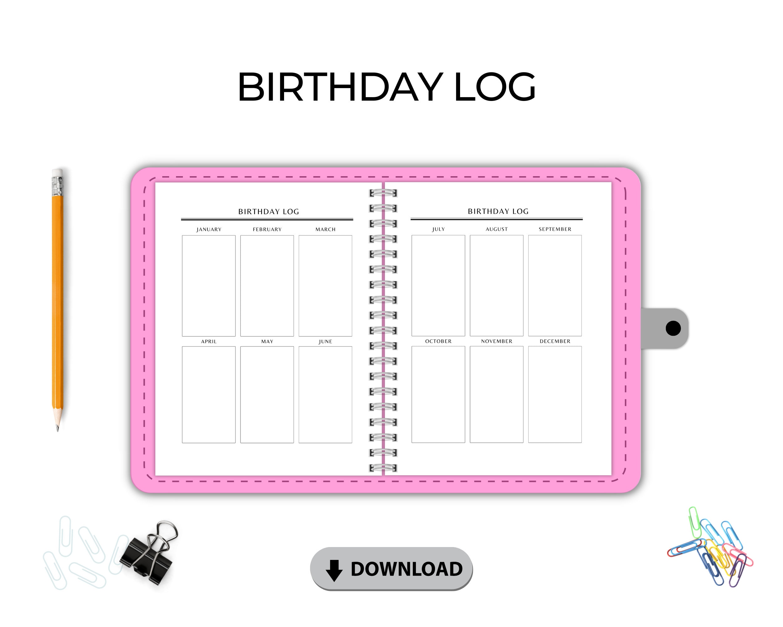 Printable Birthday Tracker: Birthday List Calendar (digital Download ...