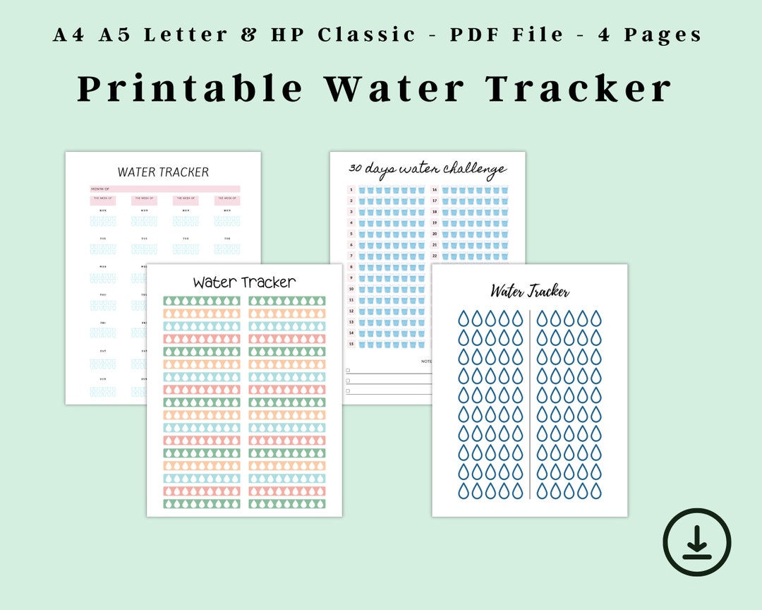 Water Tracker Digital, Water Tracker Template, Water Tracker Printable ...