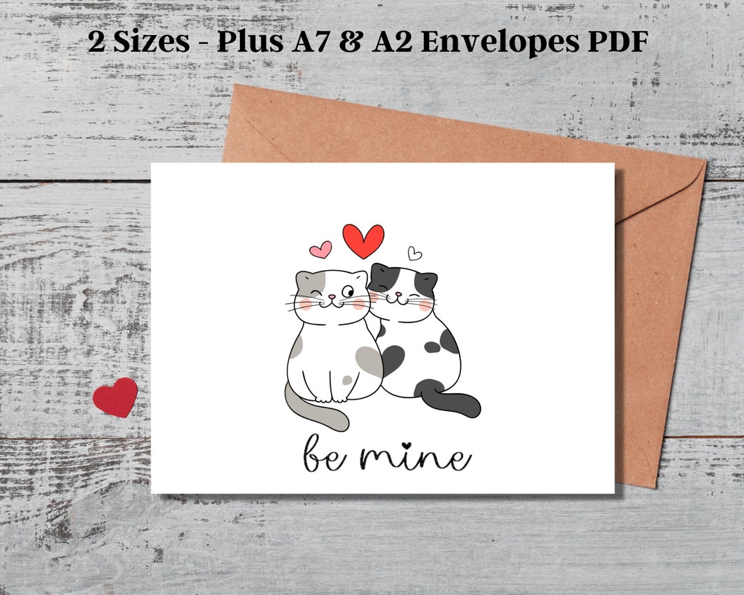 Cat Valentine's Day Card, Printable Valentines Cute Kitty Card Set ...