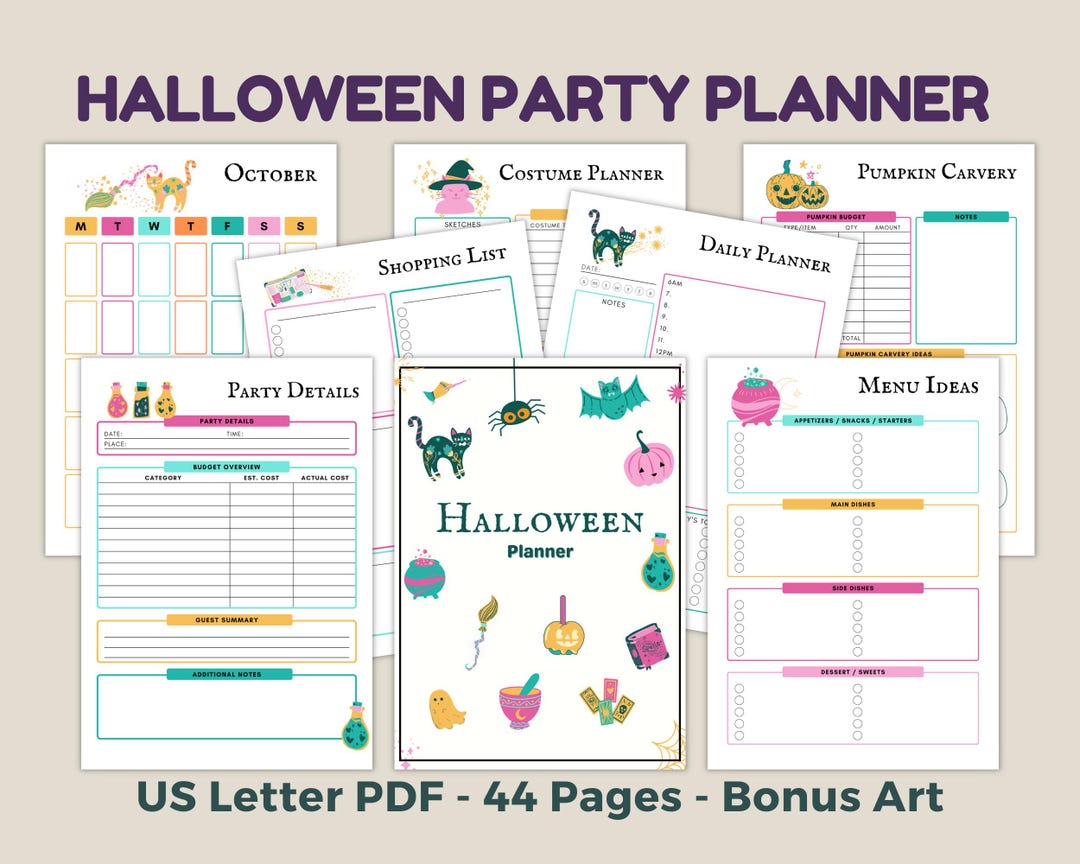 Halloween Party Planner Printable, Checklists & Calendars, Digital PDF ...