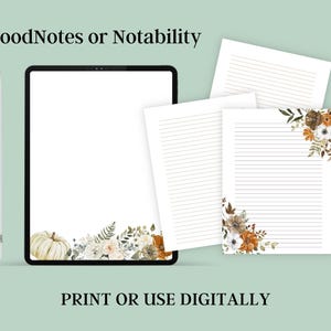 Fall Writing Paper Printable, Pumpkin Stationery Set, Autumn Letter ...