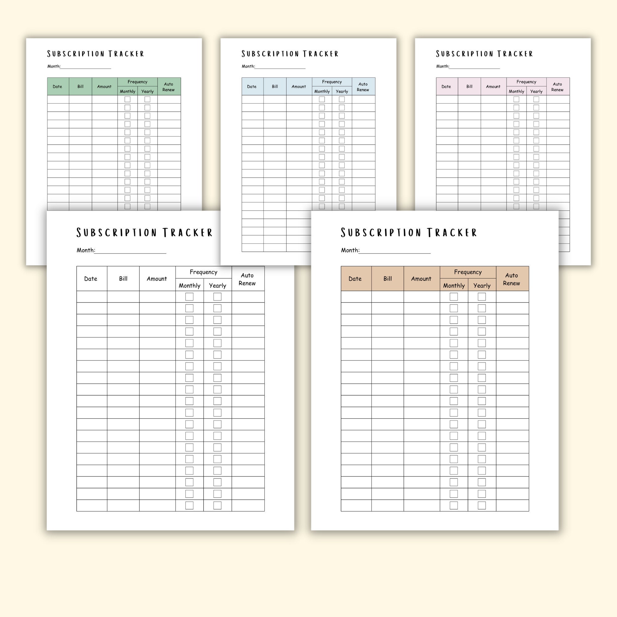 Subscription Tracker Printable, Membership Tracker, Expense Tracker ...