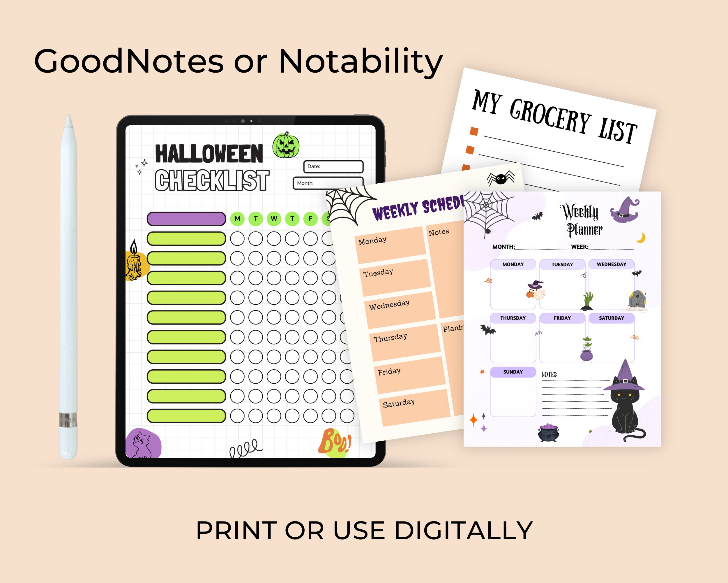 Halloween Planner Checklist Printable, Digital Halloween Schedule ...