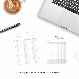 Monthly Bill Tracker Log, Payment Checklist, Digital PDF, US Letter A4 ...