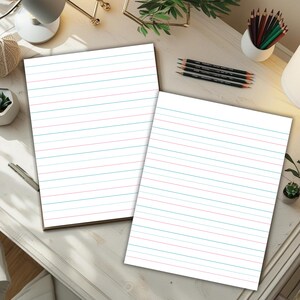 Handwriting Practice Paper for Kids, Printable Red Blue Lined, Digital ...