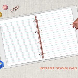 Handwriting Practice Paper for Kids, Printable Red Blue Lined, Digital ...