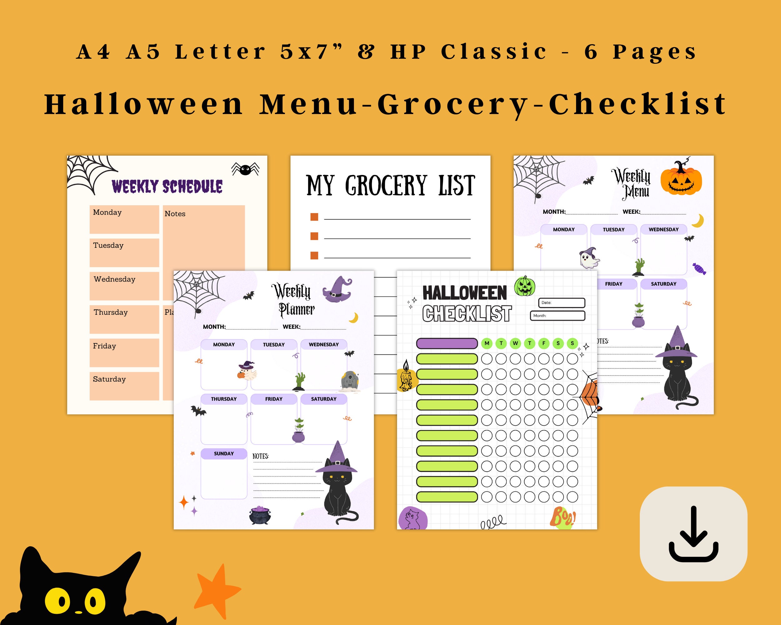 Halloween Planner Checklist Printable, Digital Halloween Schedule ...