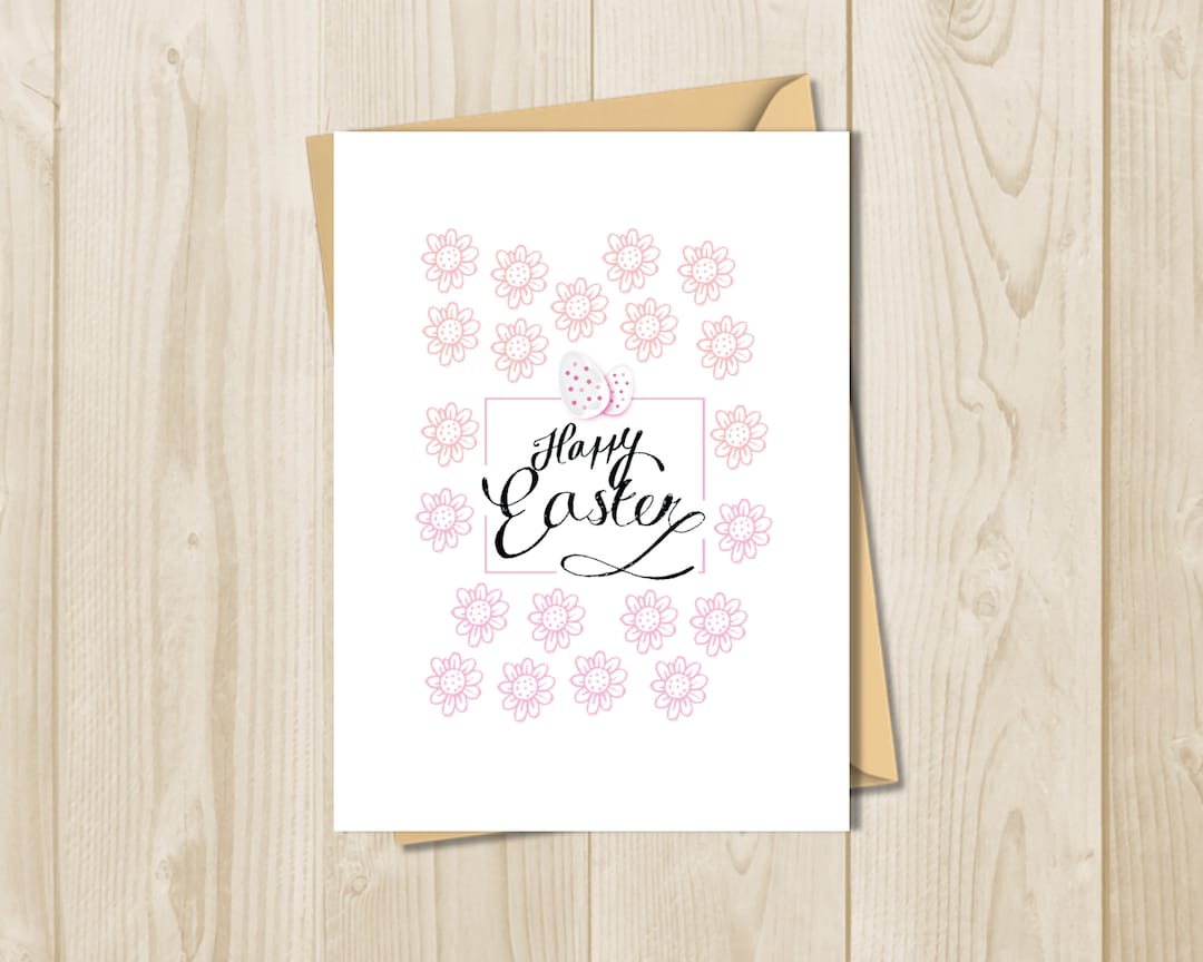 Printable Floral Easter Cards, Easter Card Template, Flower Easter Card ...