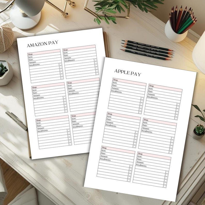 Buy Now Pay Later Tracker, Payment Log, Digital PDF, US Letter A4 A5 Hp ...