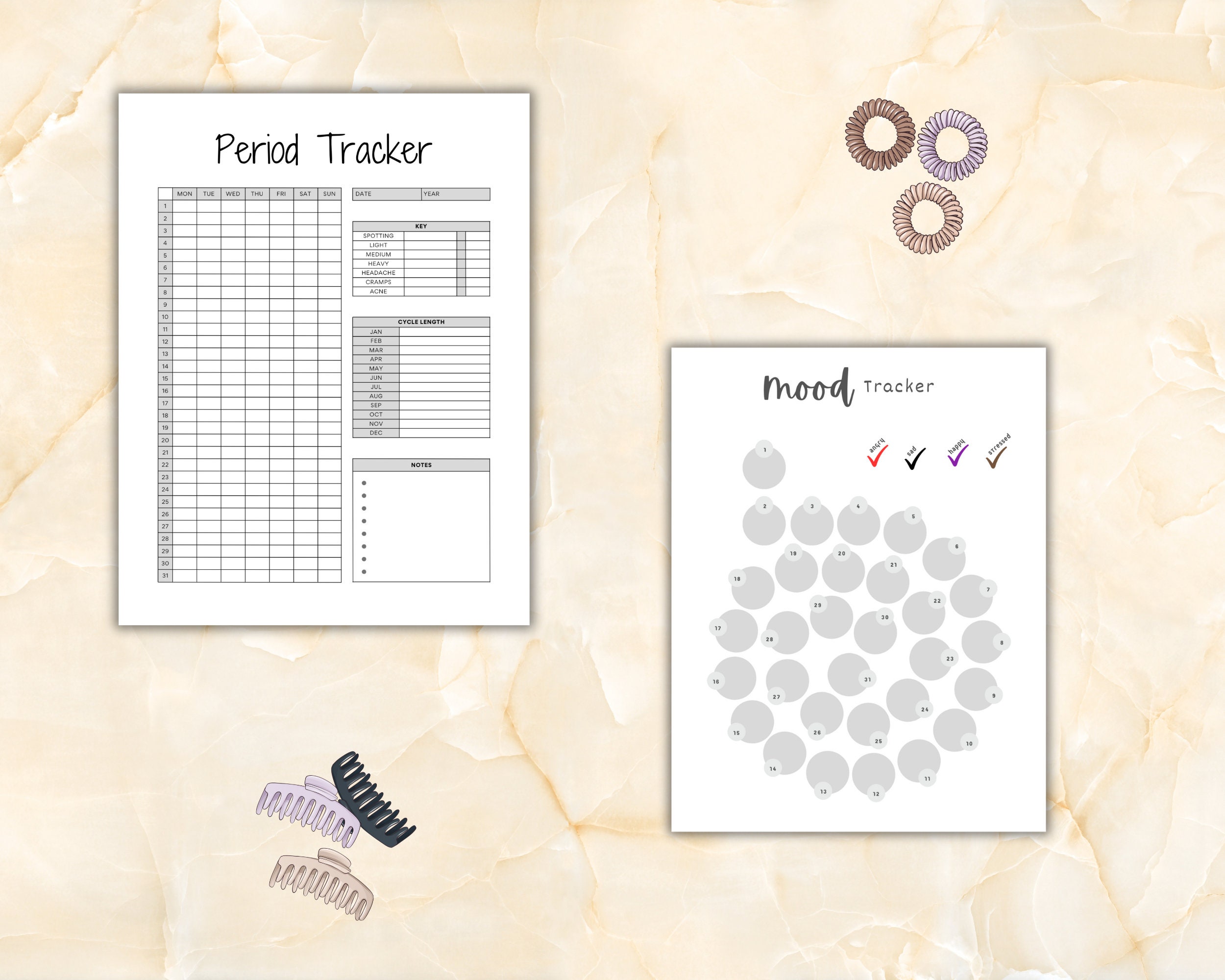 Period Tracker Printable, Menstruation Symptom Tracker, Digital Period ...
