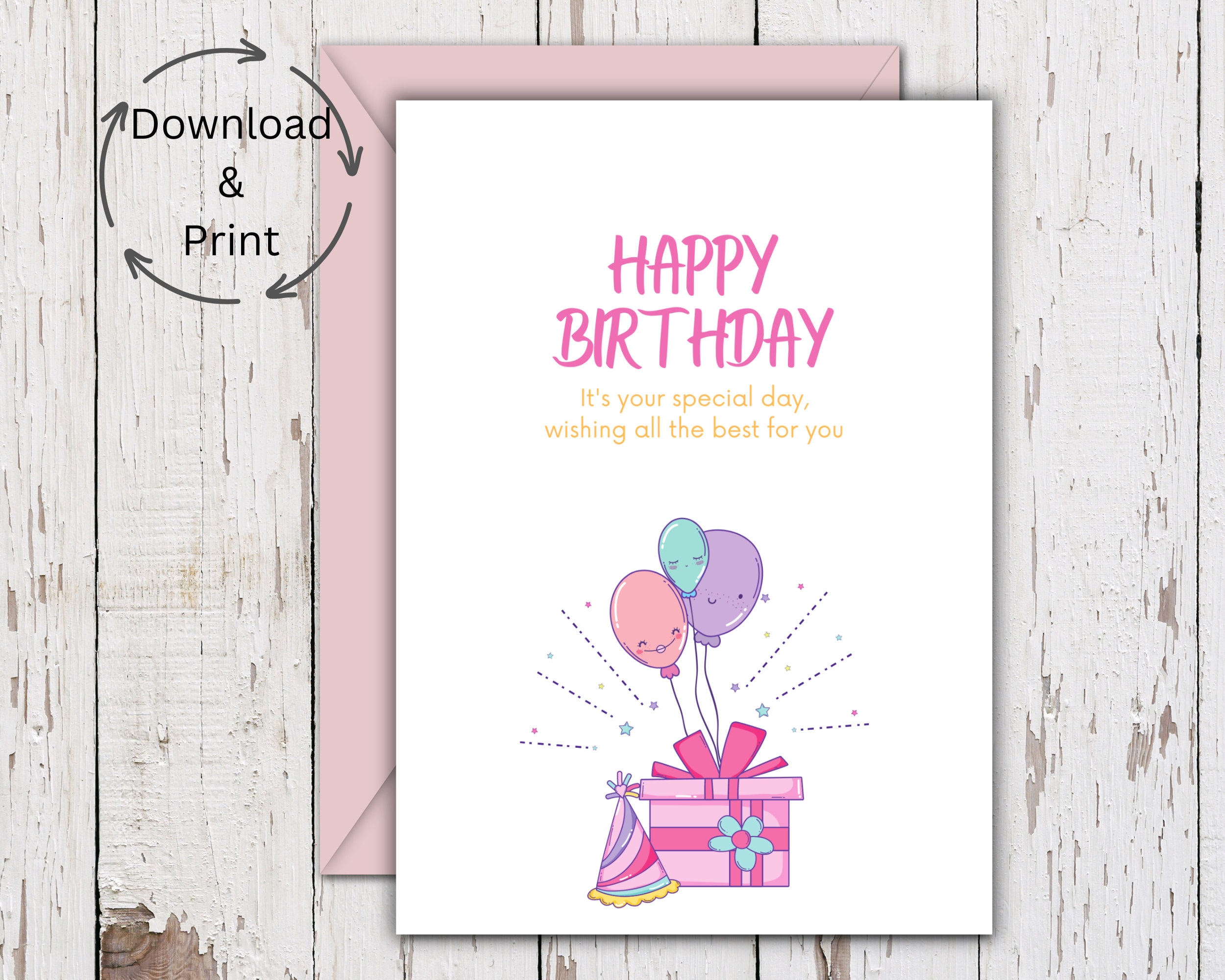 Girls Birthday Card Printable, Happy Birthday Greeting Cards, Digital ...