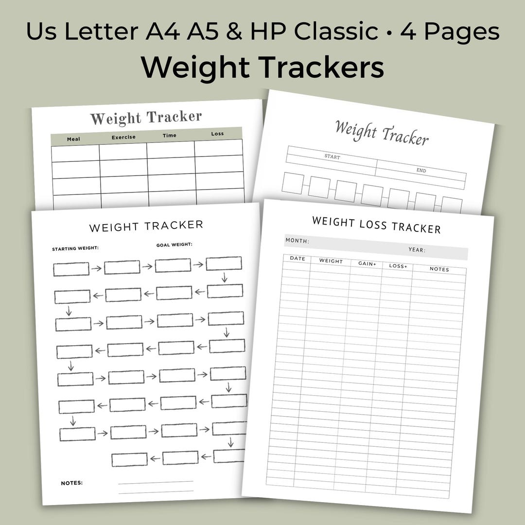 Weight Loss Tracker, Progress Chart, Pounds Lost, Digital PDF, US ...