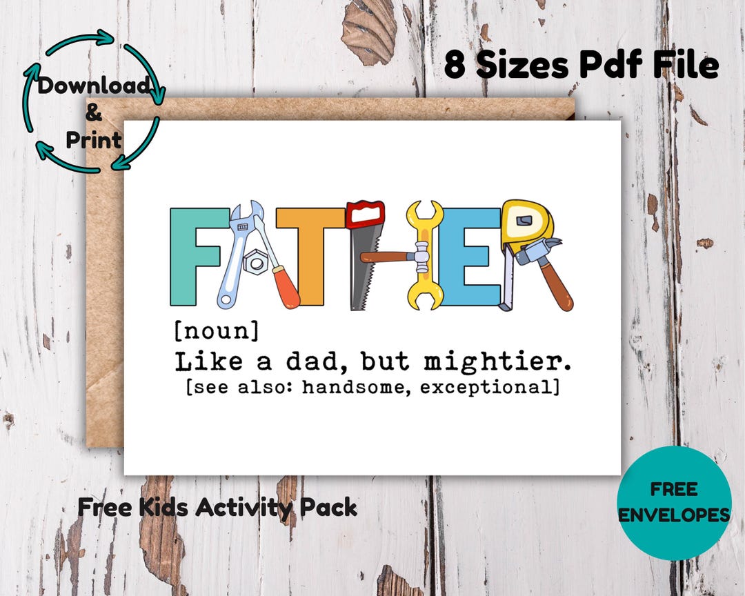 Tool Father's Day Card, Definition Greeting, Digital PDF, 5x7 4x6 - Etsy