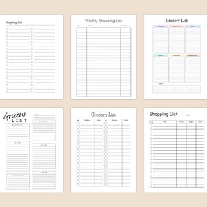 Grocery List Printable Bundle, Digital Grocery Shopping Tracker ...