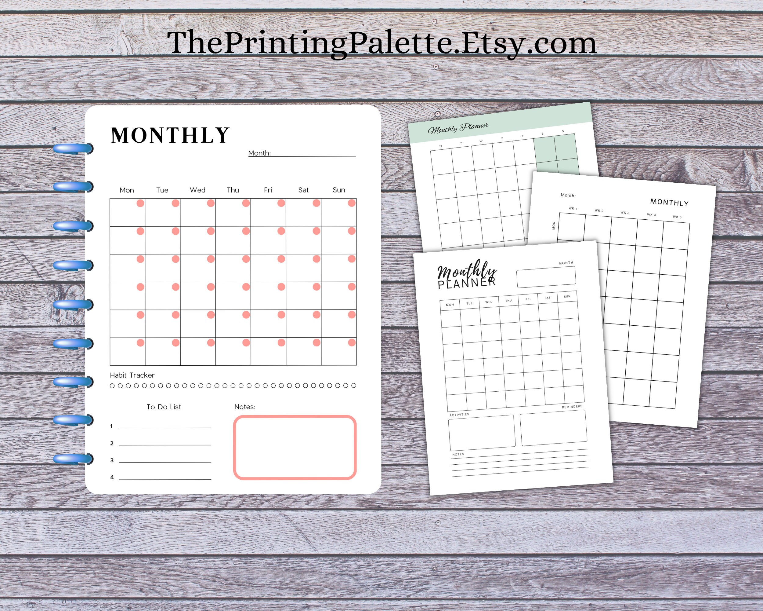 Blank Monthly Calendar Page, Calendar Digital, Monthly Calendar ...