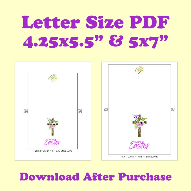 Floral Cross Easter Card Set: Religious Printable (PDF) - Etsy