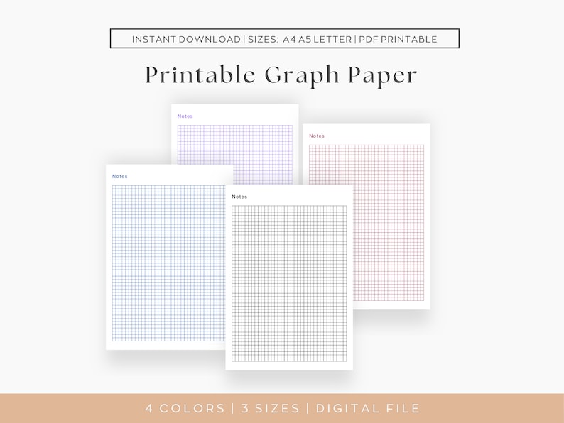 Colored Graph Paper, Digital PDF File, US Letter A4 A5 - Etsy