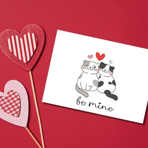 Cat Valentine's Day Card, Printable Valentines Cute Kitty Card Set ...