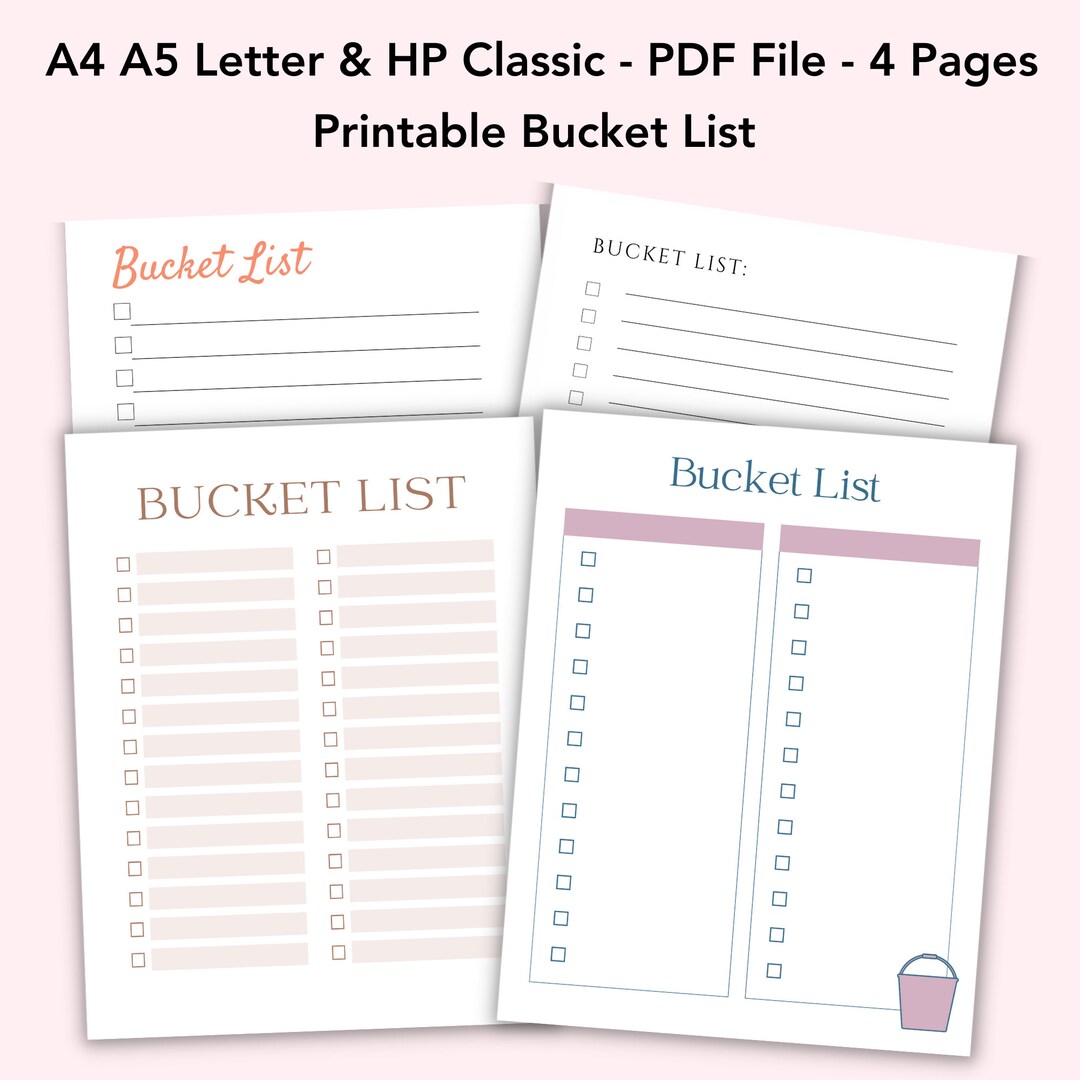 Bucket List Digital Template, Bucket List for Kids Printable, Bucket ...