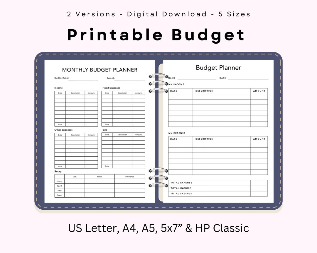 Minimalist Monthly Budget Planner: Printable Budget Tracker (digital ...