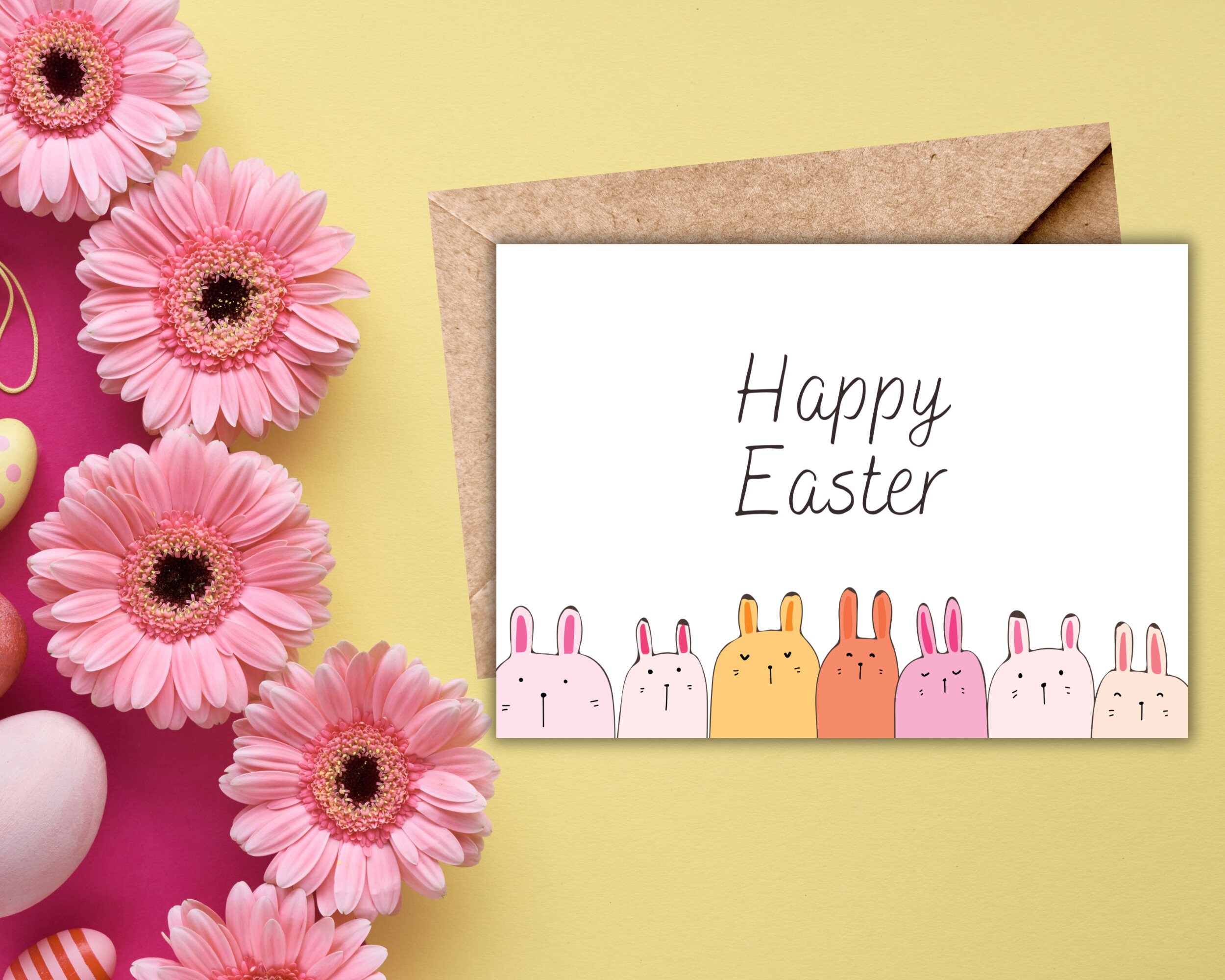 Easter Card Printable, Cute Easter Bunny Greeting Card, Easter Card Set ...