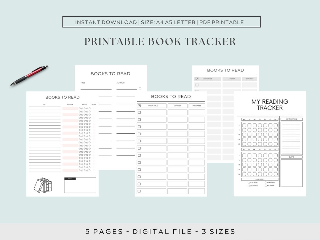 Reading Book Tracker Template, Digital PDF, US Letter A4 A5 - Etsy