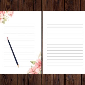 Floral Lined Writing Paper Bundle, Stationary Lined Paper Printable ...
