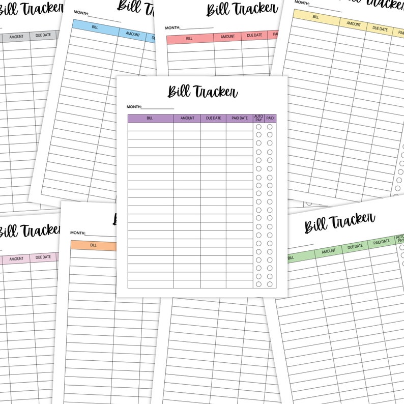 Monthly Bill Tracker Printable, Bill Payment Checklist, Monthly Bill ...