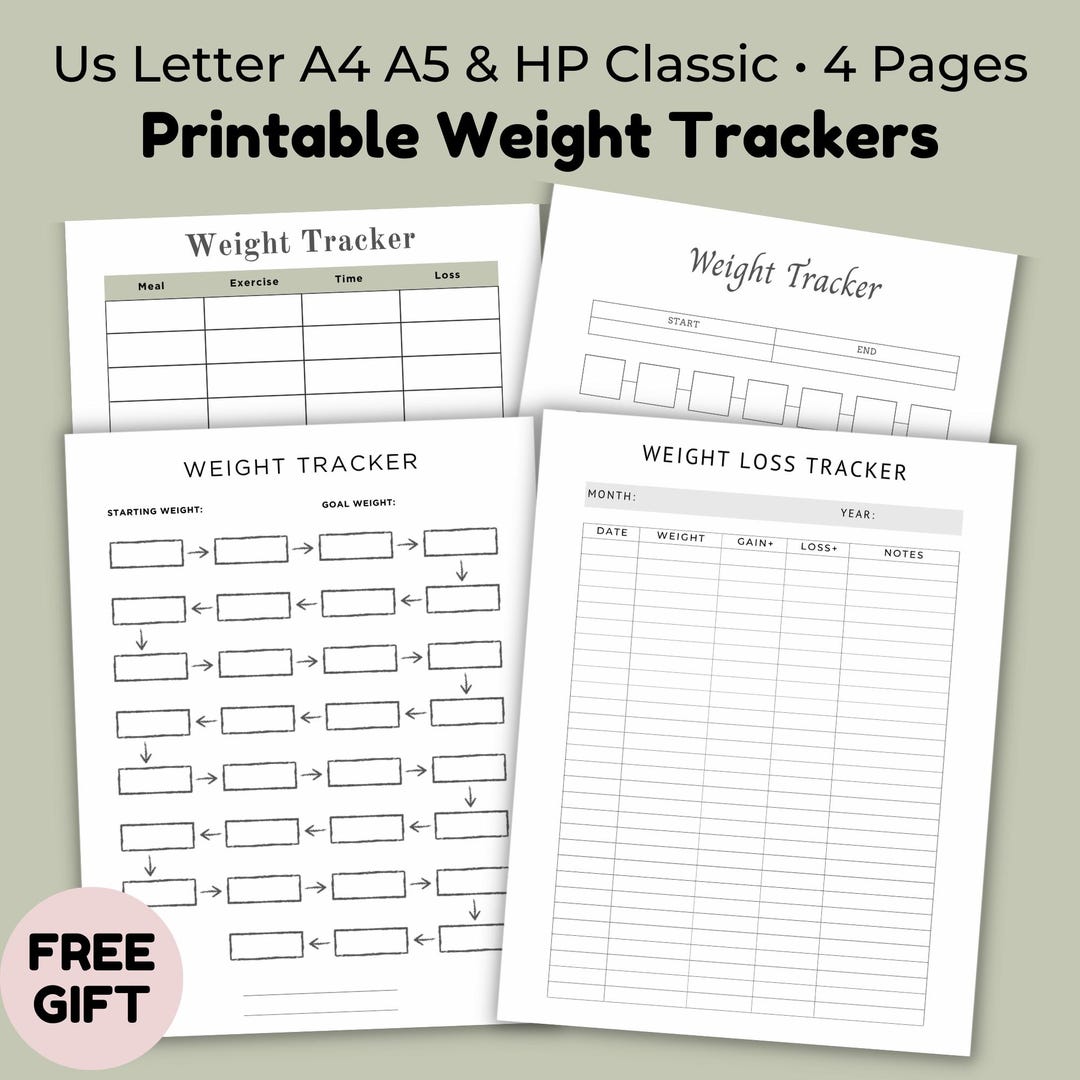 Weight Loss Tracker, Progress Chart & Pounds Lost, Digital PDF File, US ...