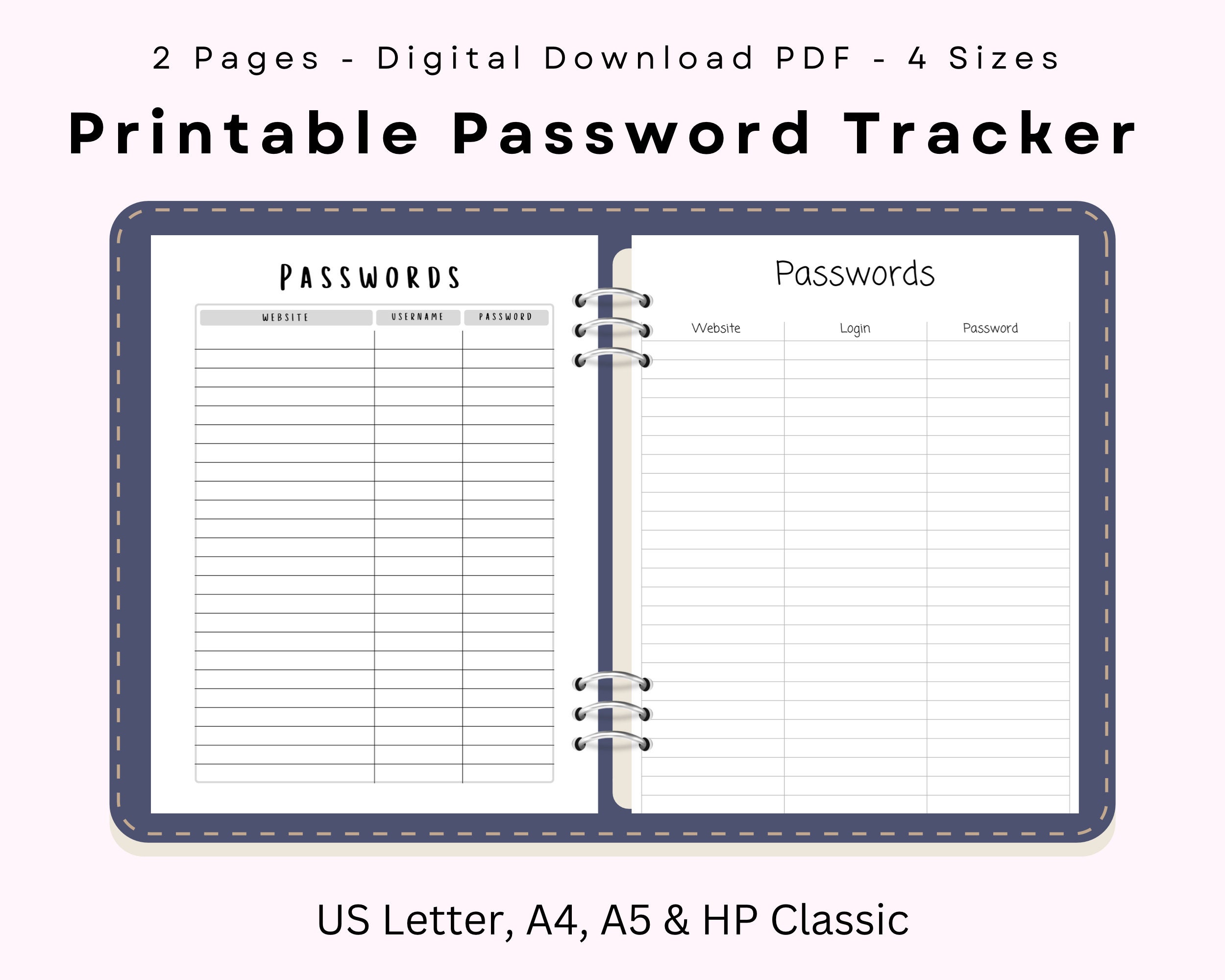 Password Tracker, Password Template, Password Tracker Printable ...